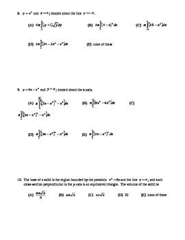 AP Calculus Area Volume AP Multiple Choice Practice By Sarah Dragoon