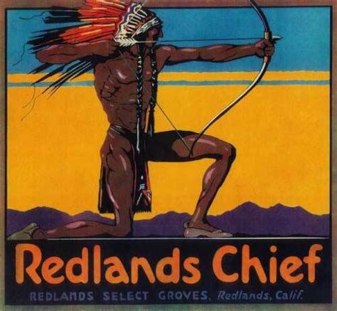 Redlands San Bernaridno Indian Chief Orange Citrus Fruit Crate Label