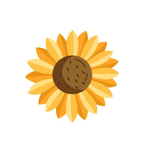 Flor De Girasol En Estilo De Dibujos Animados Vector Ilustración