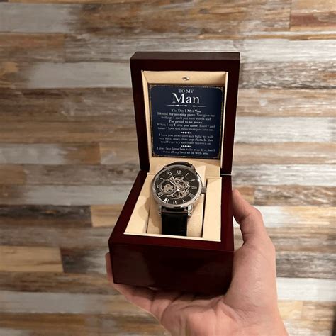 Mens Skeleton Watch Automatic Openwork Movement Genuine Leather