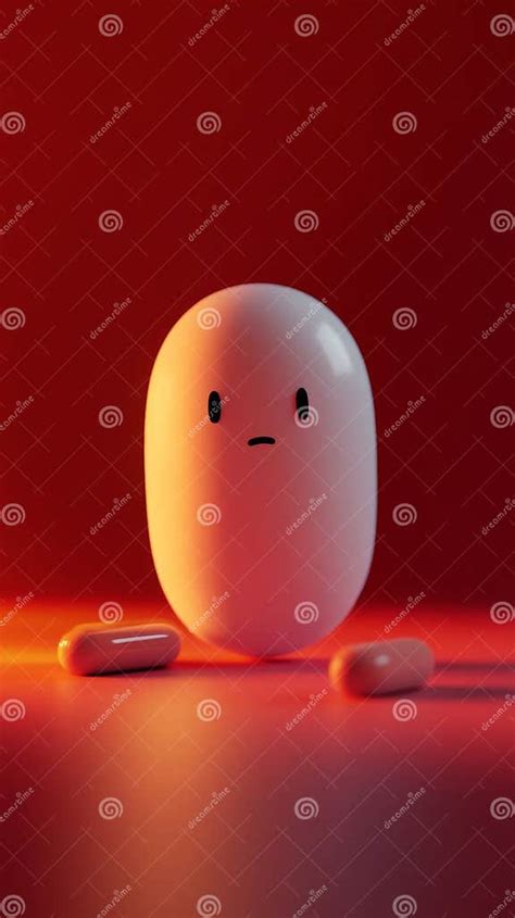 3d Render Of Cute Capsule Character On Red Background Stock Illustration Illustration Of