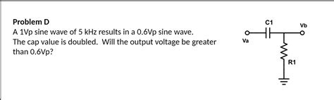Solved Problem D A Vp Sine Wave Of KHz Results In A Vp Chegg