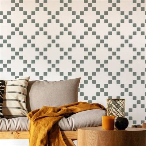 Criss Cross Ethnic Pattern Stencil Diamond Squares Abstract Diy