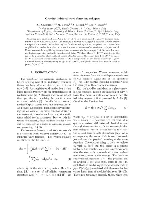 Pdf Gravity Induced Wave Function Collapse