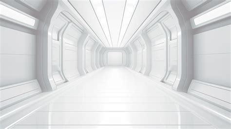 Premium Vector A White Hallway With A White Door That Says Exit