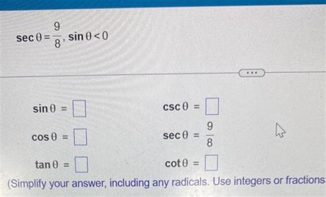 Solved Find sinθ secθ tanθ