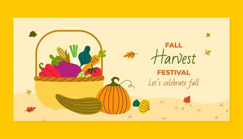 Free Vector Flat Harvest Festival Celebration Horizontal Banner Template