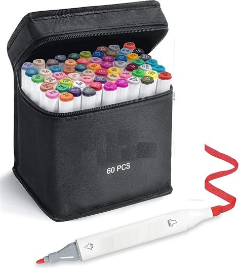 Bean Lab Pro Alcohol Markers Set 60 Dual Tip Brush Pens And Color Marker Pens For Drawing