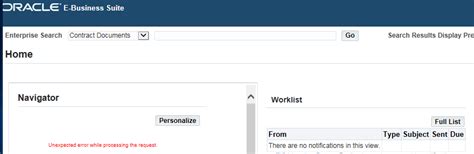 Unexpected Error While Processing The Request — Oracle Mosc