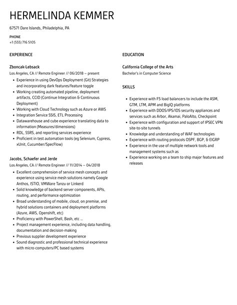 Remote Engineer Resume Samples Velvet Jobs