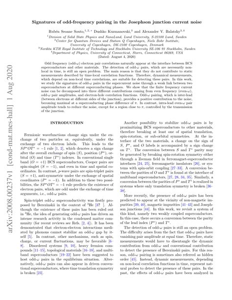 Pdf Signatures Of Odd Frequency Pairing In The Josephson Junction