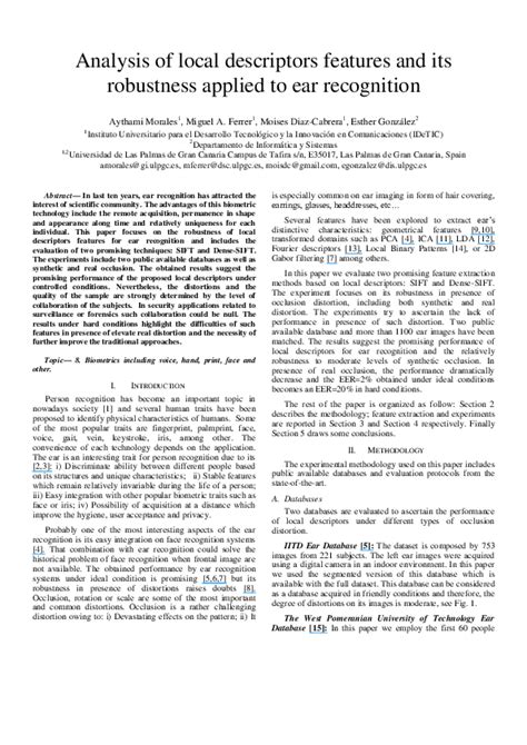 Pdf Analysis Of Local Descriptors Features And Its Robustness Applied To Ear Recognition