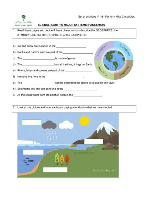 Earth Spheres Interactions Worksheet Printable Word Searches