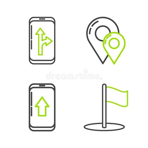 Set Line Flag Infographic Of City Map Navigation Map Pin And Icon Vector Stock Vector