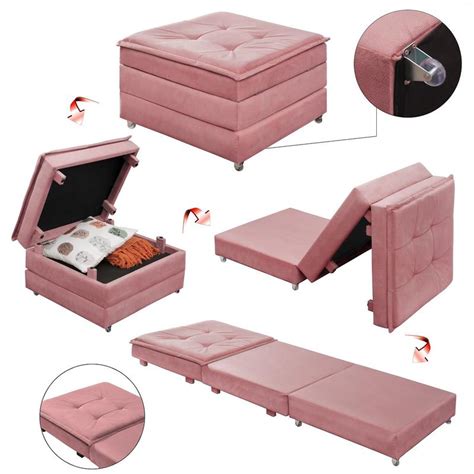Puff Dobrável Vira Cama Sala Quarto Rosa Maalistore Puffs