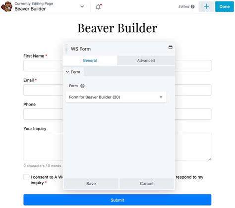 beaver builder module ws form