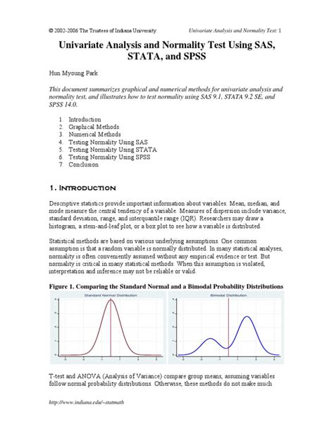 Univariate Analysis And Normality Test Using Sas Stata And Spss Pdf