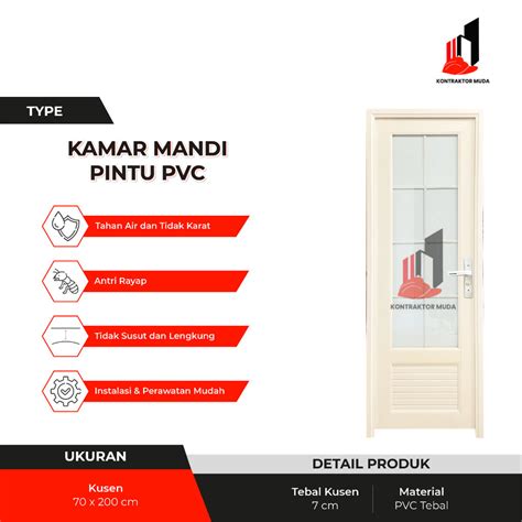 Jual Tb Kontraktor Muda Pintu Toilet Pvc Set Pintu Kamar Mandi Pvc X Full Kaca Anti