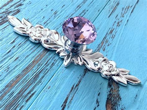 Pink Crystal Drawer Knobs Glass Knob Dresser Knobs Rhinestone Etsy