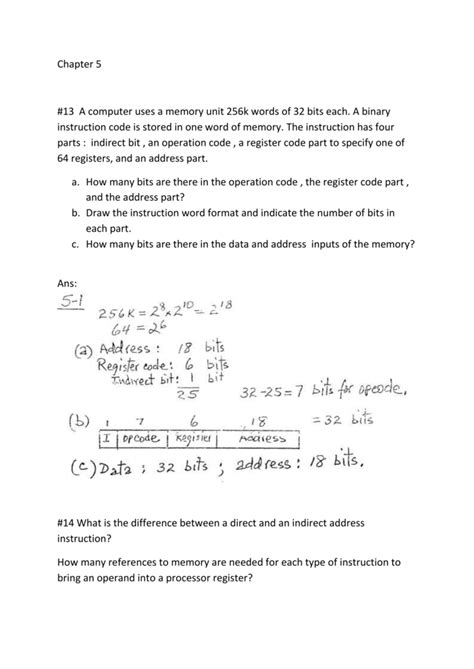 chapter 5 13 a computer uses a memory unit 256k words of 32 bits