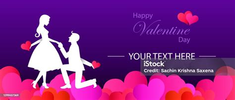 커플과 해피 발렌타인 데이 사랑스러운 인사말 하트 모양의 공기 풍선과 아름다운 배경 2월에 대한 스톡 벡터 아트 및 기타 이미지 2월 개념 귀여운 Istock
