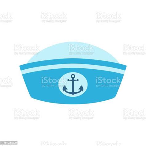 Flat Vector Illustration With Sailor Hat Isolated Stock Illustration
