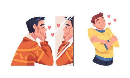 Self Love With Man Character Admiring Himself Vector Image