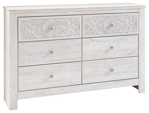 Signature Design By Ashley Paxberry Boho 6 Drawer Dresser Whitewash