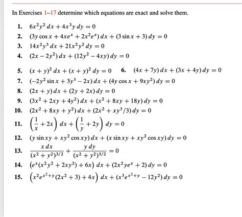 Solved In Exercises 117 Determine Which Equations Are Exact