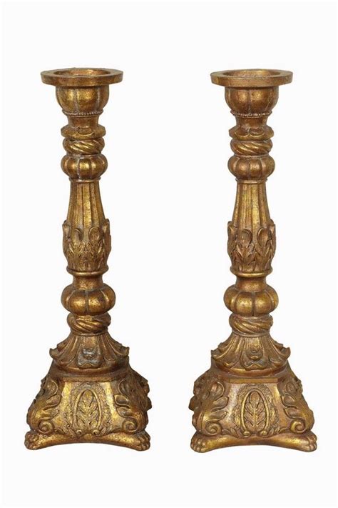 Ornate Amalfi Candle Holders With Gold Finish And Foliate Design