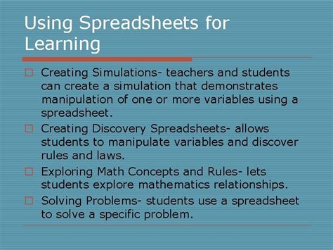 Chapter 8 Spreadsheets Examining Spreadsheets O Basic Functions