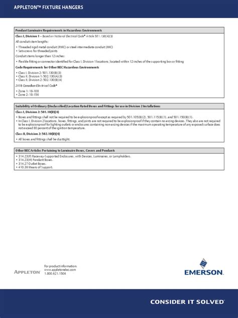 Product Data Sheet Lighting Fixture Hangers Accessories Appleton En