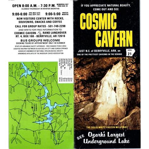 None Accents Vintage Cosmic Cavern Berryville Ar Ozarks Map Fold
