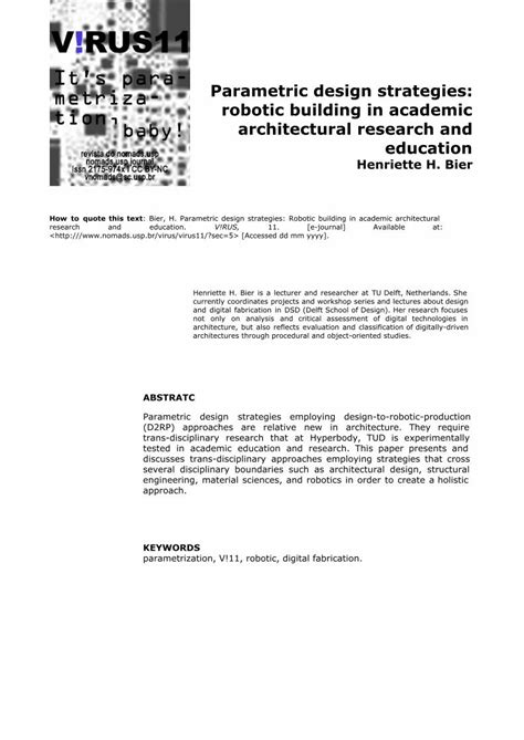 Pdf Parametric Design Strategies Robotic Building In · Parametric