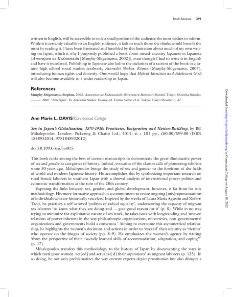 Pdf Sex In Japan S Globalization 1870 1930 Prostitutes Emigration