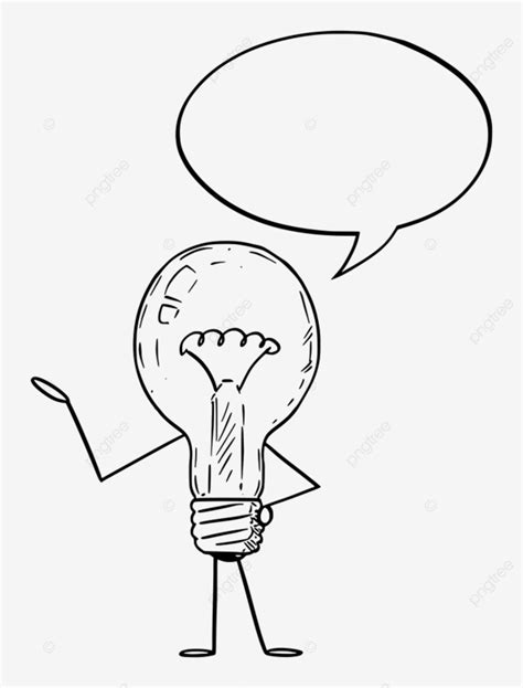 Vector Illustration Of Cartoon Light Bulb Character With Speech Bubble