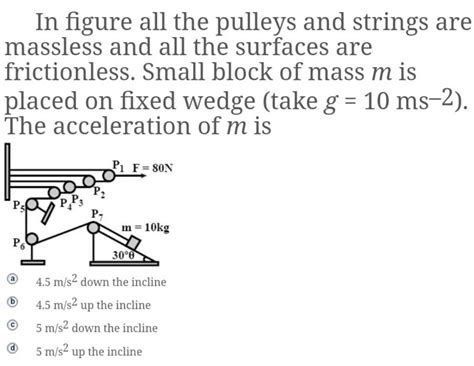 in figure all the pulleys and strings are massless and all the surfaces a