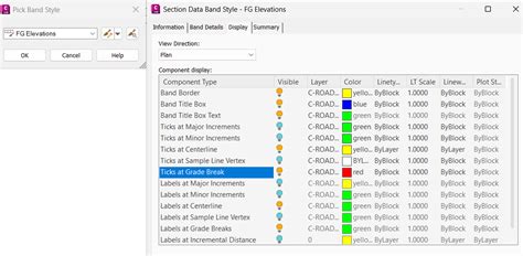 how to add the grade breaks to the section view band sets in civil 3d