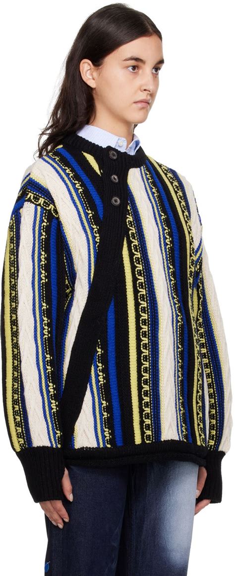 ader error blue and yellow buttoned sweater button sweater sweaters