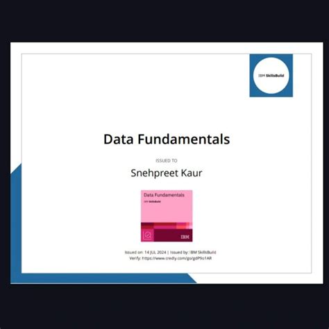 Snehpreet Kaur On Linkedin Ibmskillsbuild Csrbox Datafundamentals Dataanalytics Datascience