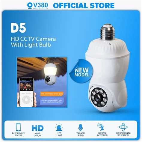 V380 D5 2mp Ptz Smart Full Color Wifi Light Bulb Security Camera With