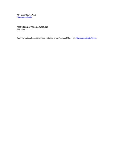 B C C A E Cd De Dd Fb Lec MIT OpenCourseWare Ocw Mit Single Variable Calculus