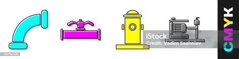 설정 산업 금속 파이프 산업 파이프 및 밸브 소화전 및 전기 물 펌프 아이콘 벡터 아이콘에 대한 스톡 벡터 아트 및 기타 이미지 아이콘 전기 모터 밸브 Istock