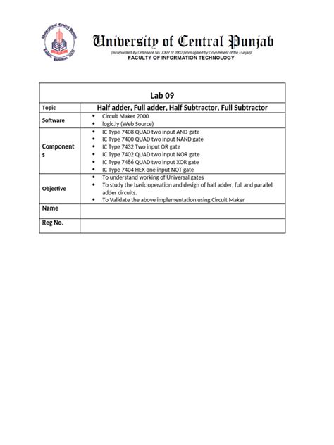 Dld Lab 09 Pdf Logic Gate Electrical Circuits