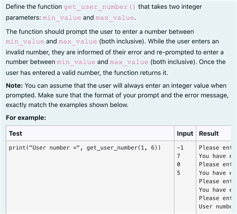 Solved Define The Function Get User Number That Takes Two Chegg