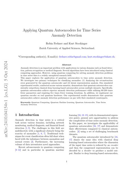 Pdf Applying Quantum Autoencoders For Time Series Anomaly Detection