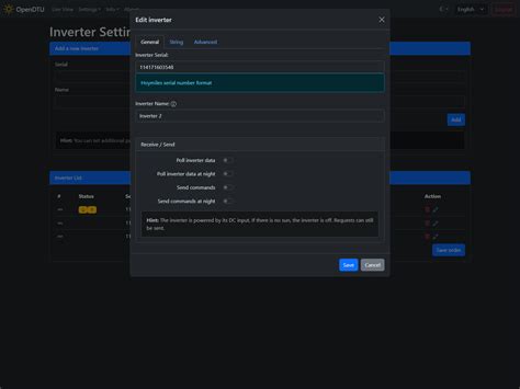 Inverter Settings OpenDTU Documentation