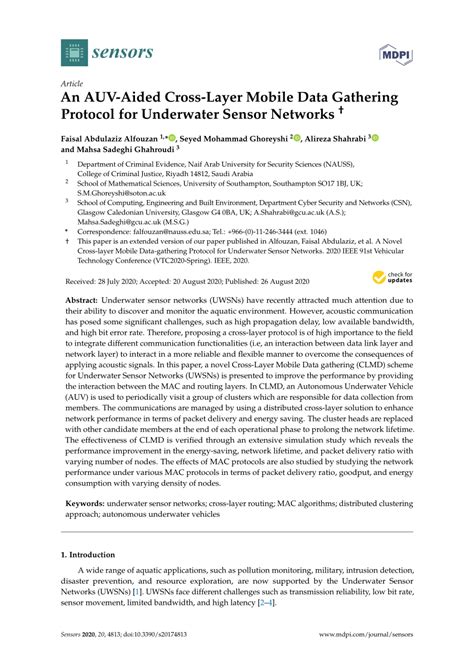 Pdf An Auv Aided Cross Layer Mobile Data Gathering Protocol For