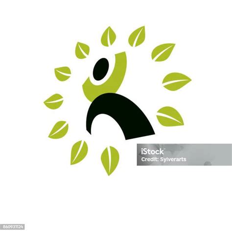 벡터 그림을 제기 도달 흥분된 추상 남자의 녹색 아이디어 창조적인 아이콘을 이동 합니다 생태 개념 아이콘입니다 다운 기호입니다 0명에 대한 스톡 벡터 아트 및 기타 이미지