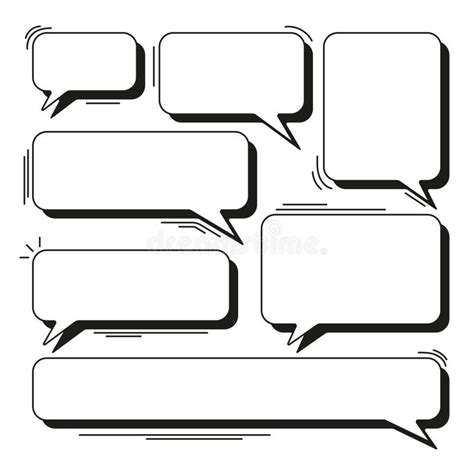 Set Of White Volumetric Speech Bubbles With Shadow For Comics Of Square And Rectangular Shape